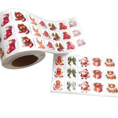China Customized Printing Self Adhesive Paper Christmas Holiday Labels Christmas Gift Sticker Labels Cartoon Sticker Sheet for sale