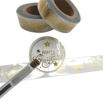 China Custom Clear Christmas Gift Labels Stickers Round Transparent Sticker Self-Adhesive Cup Food Labels for sale