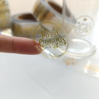 China Custom Clear Christmas Gift Labels Stickers Round Transparent Sticker Self-Adhesive Cup Food Labels for sale