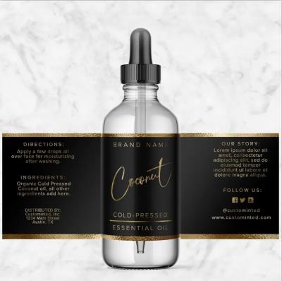China Customized Logo Printing Black Matte Waterproof Adhesive Sticker Label Roll for Skincare Cosmetic Shampoo Bottle Products for sale