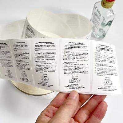 China China Factory Custom White Vinyl Label Waterproof Makeup Remover Cosmetic Skincare Perfume Label Sticker Roll for sale