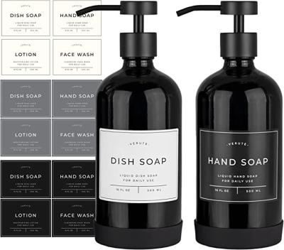 China Custom Brand Logo 16oz Pump Adhesive Waterproof Shampoo Hand Lotion Label Sticker Vinyl for Candle Craft Private Moisturizing for sale