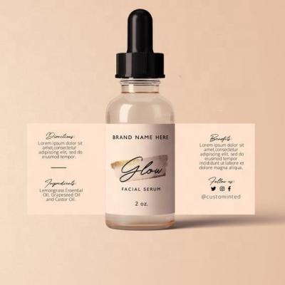 China Custom Personalized Waterproof Glass Care Hair Growth Serum Oil Label Printed Self-adhesive Cosmetic Bottle Label Design 2023 for sale