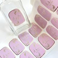 China Custom Embossed Logo Gold Aluminum Stamping Pink Sticker 50ml Candle Sticker Perfume Glass Bottle Label Sticker 3d 2025 for sale