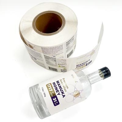 China Custom Design Gold Foil Stamping Texture Paper Sticker Roll Food Package Adhesive Rectangle Label Printing Clear for sale