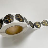 China Personalized Food Round Label Silkscreen Printing Bopp Paper Spot Gold and Uv Black Sticker With Logo for sale
