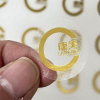 China Custom Gold Foil Logo Vinyl Sticker Sheet Transparent and Waterproof Clear Circle Seal for Cosmetic Bottles Candles Crafts for sale
