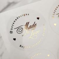 China Clear Print Transparent Label Gold Foil Logo Clear Round Water Adhesive Seal Label Sticker Roll  2024 for sale