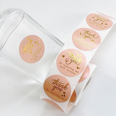 China Hot Sale 1.5 Inch Gold Foil Thank You Label Round Circle Adhesive Vinyl Gift Thank You Label in Stock for sale