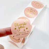 China Hot Sale 1.5 Inch Gold Foil Thank You Label Round Circle Adhesive Vinyl Gift Thank You Label in Stock for sale