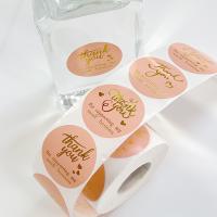 China Hot Sale 1.5 Inch Gold Foil Thank You Label Round Circle Adhesive Vinyl Gift Thank You Label in Stock for sale