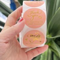 China Hot Sale 1.5 Inch Gold Foil Thank You Label Round Circle Adhesive Vinyl Gift Thank You Label in Stock for sale
