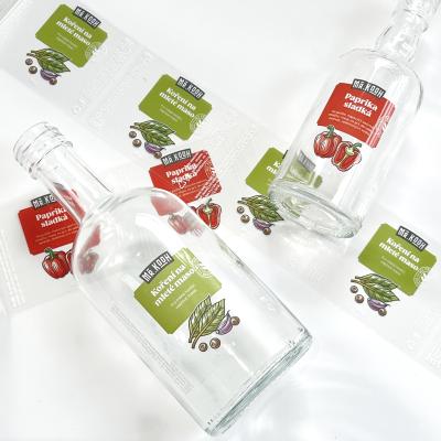 China Custom Self-adhesive Package Roll Label Printed Stickers Waterproof Glass Bottle Transparent Label for sale