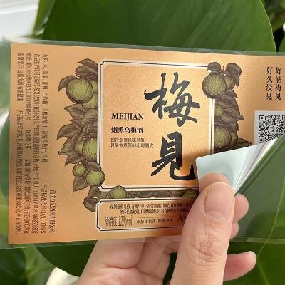 China Factory Custom Printed Gold Foil Digital Printing Waterproof Label Vinyl Glass Bottle Metallic Adhesive Packaging Labels Sticker for sale