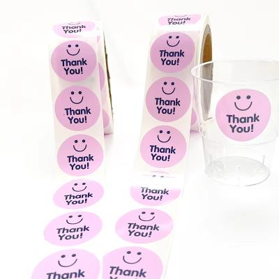 China Custom Hot Stamping Transparent Thank You Sticker Label Baking Adhesive Gift Cake Box Bottles Tag Sealing Stickers for sale