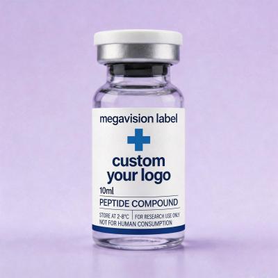 China Custom Factory 3ml 5 ml 7ml 10 ml Vial Labels Lab Research Peptide Vinyl Stickers for Vial Glass Bottle Healthcare Packaging for sale
