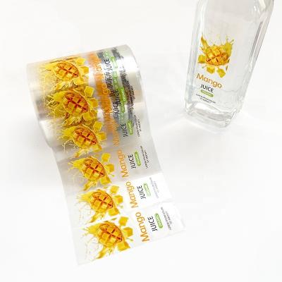 China Custom Label Printing Waterproof Juice Bottle Packaging Printing Service Sticker Labels for Bottles Transparent Drink for sale