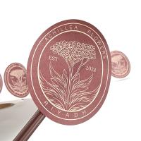 China Customized Texture Paper Sticker Embossed Ellipse Label Roll Logo Design for Juice Food Cosmetic Glass Bottle for sale
