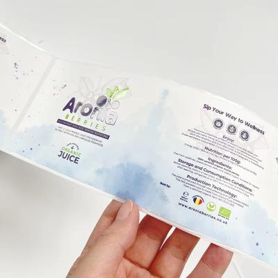 China Customized Synthetic Paper Spot Glossy UV Logo Design Waterproof Matte Foundation Private Juice Water Beverages Sticker Label for sale