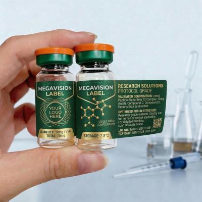 China Custom 3ml 10ml Durable Holographic Adhesive Laminate Vial Bottle Labels Premium Vinyl Sticker Labels for sale