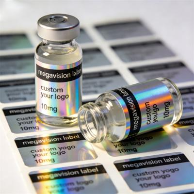 China Custom Logo Printing Small Glass Vial Bottle Oil Proof Holographic Waterproof Adhesive Sticker Packaging Label for Lab for sale