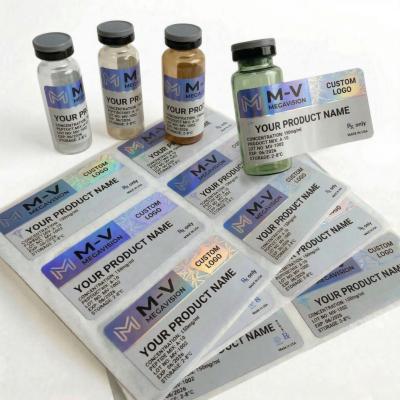 China Custom Logo 3ml 5ml 10ml Vial Holographic Label with Temperature Resistance Strong Adhesive Vinyl Sticker for Lab Glassware for sale