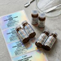China Custom Holographic Laser Vial Labels Waterproof Vinyl Sticker for 3ml 5ml 10ml Small Glass Bottle for sale