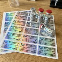 China Custom Printing Holographic Laser Black Vinyl Sticker for 3ml 5ml 10ml Vial Bottle Label for sale