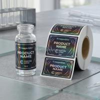 China Custom High Quality Waterproof Hologram Vinyl Vial Labels for 3ml 5ml 10ml Cosmetic Powder Glass Bottles for sale