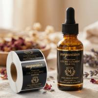 China Custom High Quality Eco-Friendly Gold Embossed Vinyl Hair Oil Shampoo Cosmetic Essential Oil Bottle Sticker Labels for sale