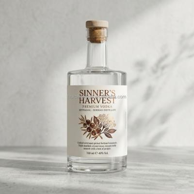 China High End Elegant Tailored Custom Gin Tequila Mezcal Rum Bottle Labels Small Quantity Custom Order Hot Stamping Gold Foil for sale