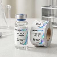 China Custom Printing Holographic Laser Vial Label 3ml 5ml 10ml Waterproof Vinyl Sticker for Glass Bottle for sale
