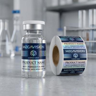 China Factory Personalized Waterproof Hologram Vial Label Sticker 3ml 5ml 10ml for Small Glass Bottle for sale