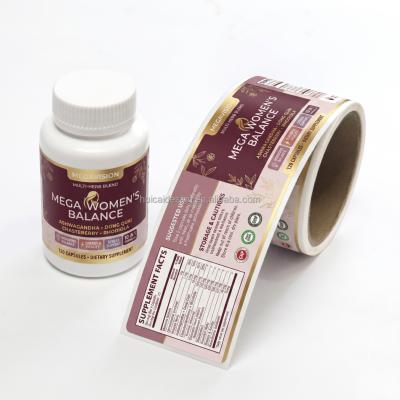 China Custom Printed Health Care Labels for Women Wellness Supplement Bottles Jars and Nutrition Plastic Bottles for sale