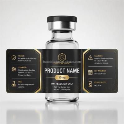 China Custom Hologram Sticker PET Self Adhesive Vial Labels for Research Use 3ml 5ml 10ml Glass Bottle for sale