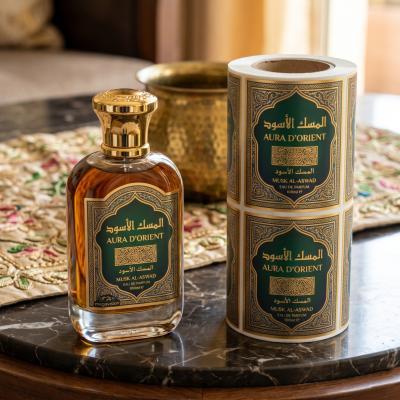 China High End Perfume Label Custom Textured Paper Sticker Gold Foil Cosmetic Labels for sale