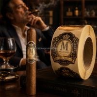 China OEM Custom Cigar Labels Embossed Foil Stamped Cigar Band Stickers for Packaging for sale