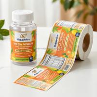 China Custom Supplement Label Printing Waterproof Vitamin Bottle Sticker Labels for Health Care Products for sale