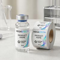 China Custom Hologram Sticker Laboratory Peptide Vial Labels Waterproof Sticker for Glass Bottle for sale