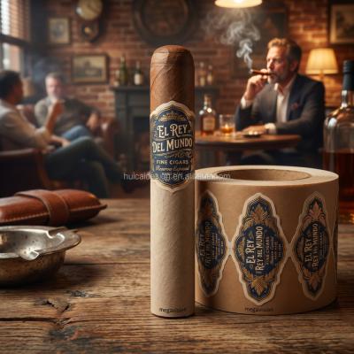 China Custom Luxury Cigar Label Bands Embossed Foil Stamped Cigar Ring Labels Factory Direct OEM Printing for sale