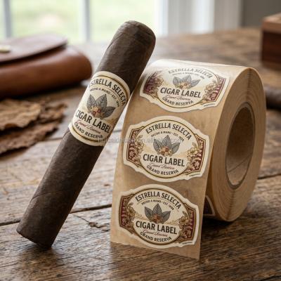 China Luxury Cigar Band Labels Custom Logo Printing Hot Stamping Embossing Cigar Packaging Labels for sale