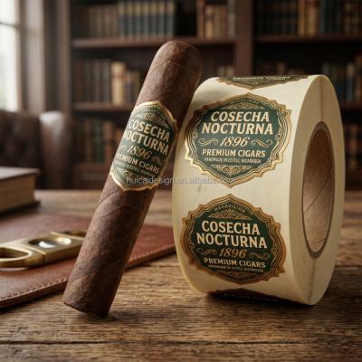 China Factory Wholesale Custom Cigar Labels Embossed Cigar Bands for Premium Tobacco Packaging for sale