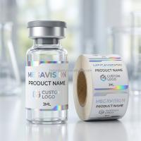 China Custom Holographic Sticker Laser Peptide Vial Labels Waterproof Vinyl Sticker for Laboratory Bottle for sale