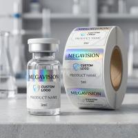 China Custom Printed Hologram Sticker Waterproof Laboratory Bottle Labels for Peptide Cosmetic Powder Glass Vials for sale