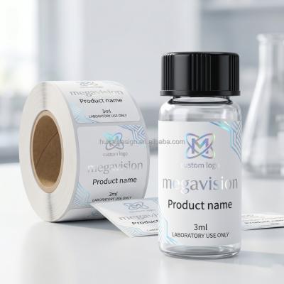 China Custom Spot UV Peptide Vial Labels Waterproof Roll Stickers Label for Small Glass Bottle for sale