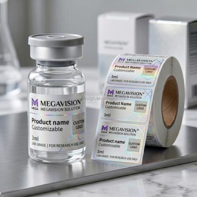 China High Adhesion Blank Peptide Vial Labels Waterproof Vinyl Sticker for Laboratory Glass Bottle for sale