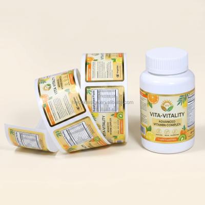 China Custom Waterproof Self-adhesive Bopp Label Roll Private Logo Sticker Label Vitamin Supplement Label for Medical Bottle for sale