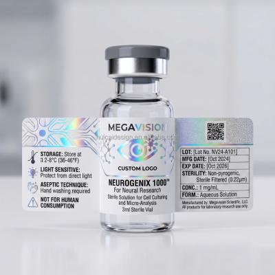 China Custom OEM Waterproof Glass Peptide Vial Labels Stickers for Laboratory Research Use Strong Adhesive Sticker for sale