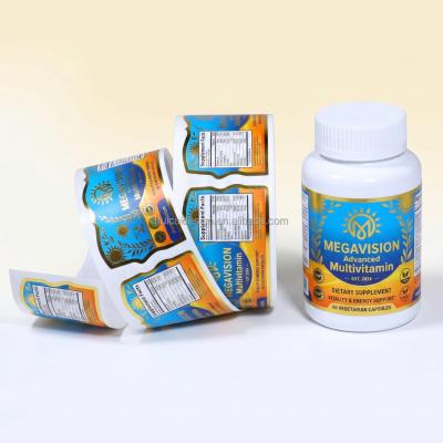 China Custom Vitamin Supplement Label Self Adhesive Waterproof Sticker for Nutrition Bottle Jar for sale
