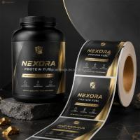 China Gold Foil Protein Powder Container Plastic Bottle Labels with Custom Logo Waterproof Adhesive Stickers for sale